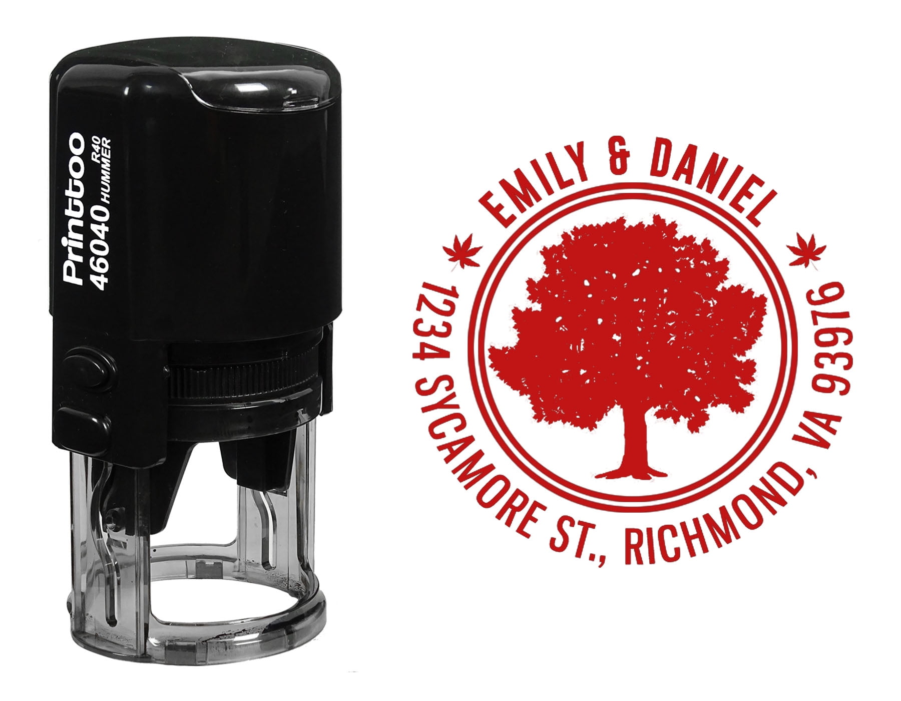 Printtoo Self Inking Custom Round Family Address Return Rubber Stamp ...