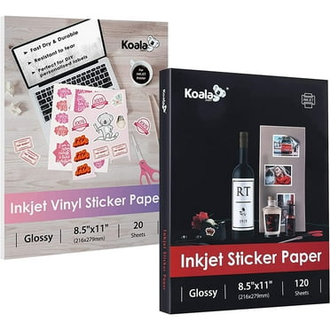 Koala Printable Vinyl Sticke Paper Water Proof for Inkjet Printers 40 ...