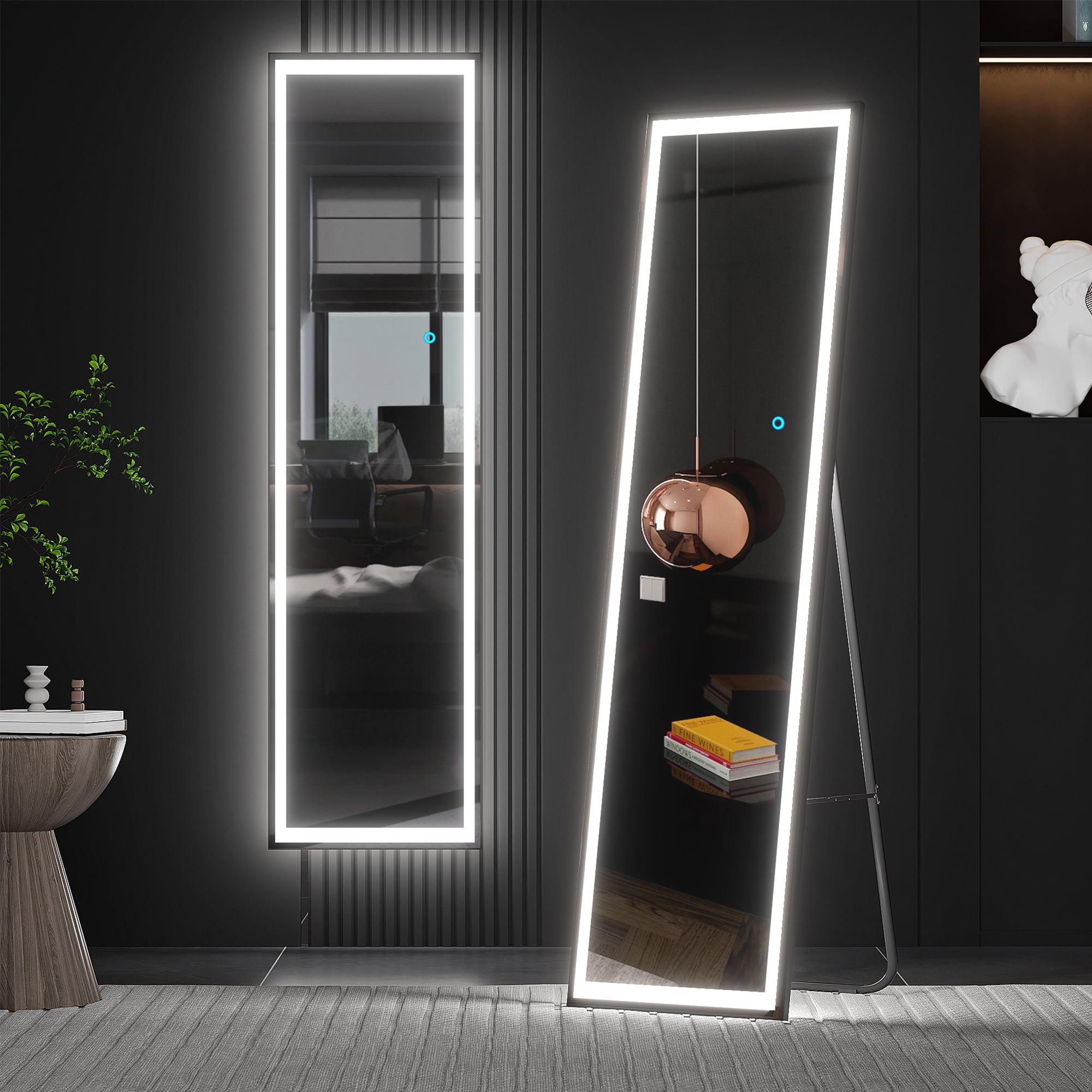 Lvifur 63"x16" LED Full Length Mirror,Full Body Mirror with Stand Floor ...