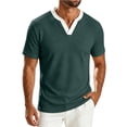 DPTALR Men's Waffle Knit T-Shirt Short Sleeve Contrast Trim V Neck ...