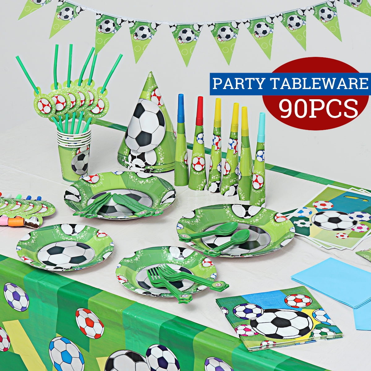 Kids Soccer Football Birthday Party Tableware Set Supplies Plate ...