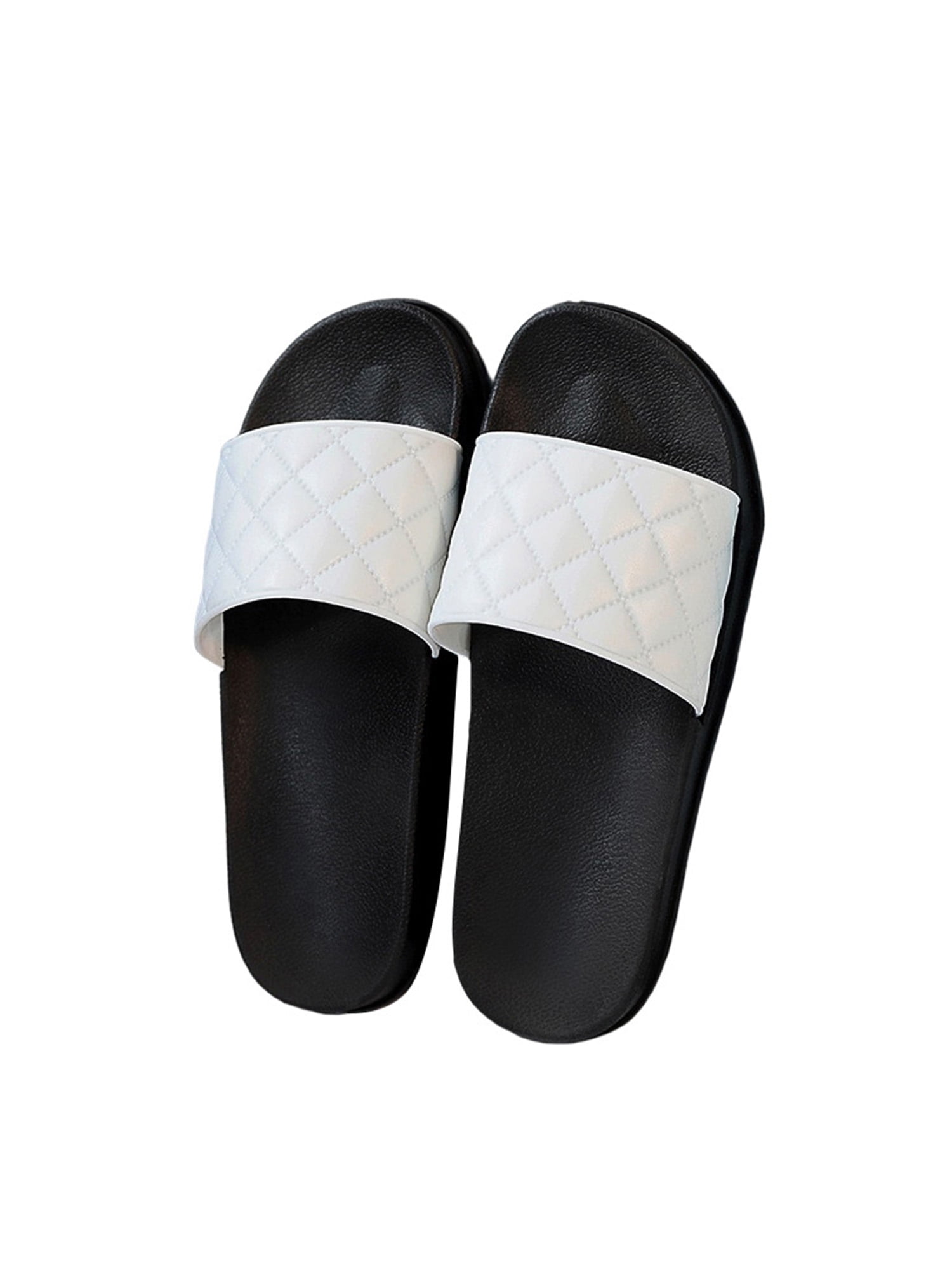 Ritualay Women's Quilted Flat Open Toe Slides Slip On Footbed Platform ...