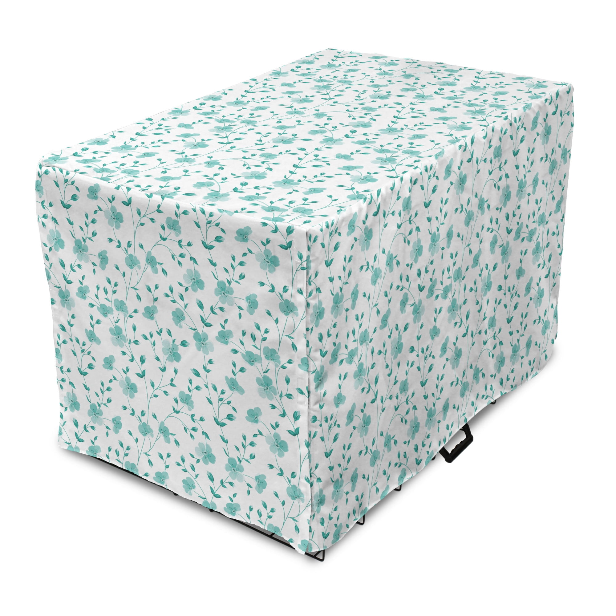 Flower Dog Crate Cover, Pattern with Flower Stems Blooming Springtime ...