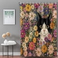 Cat Shower Curtain, Sunflowers Daisy Leaves Boho Floral Garden ...