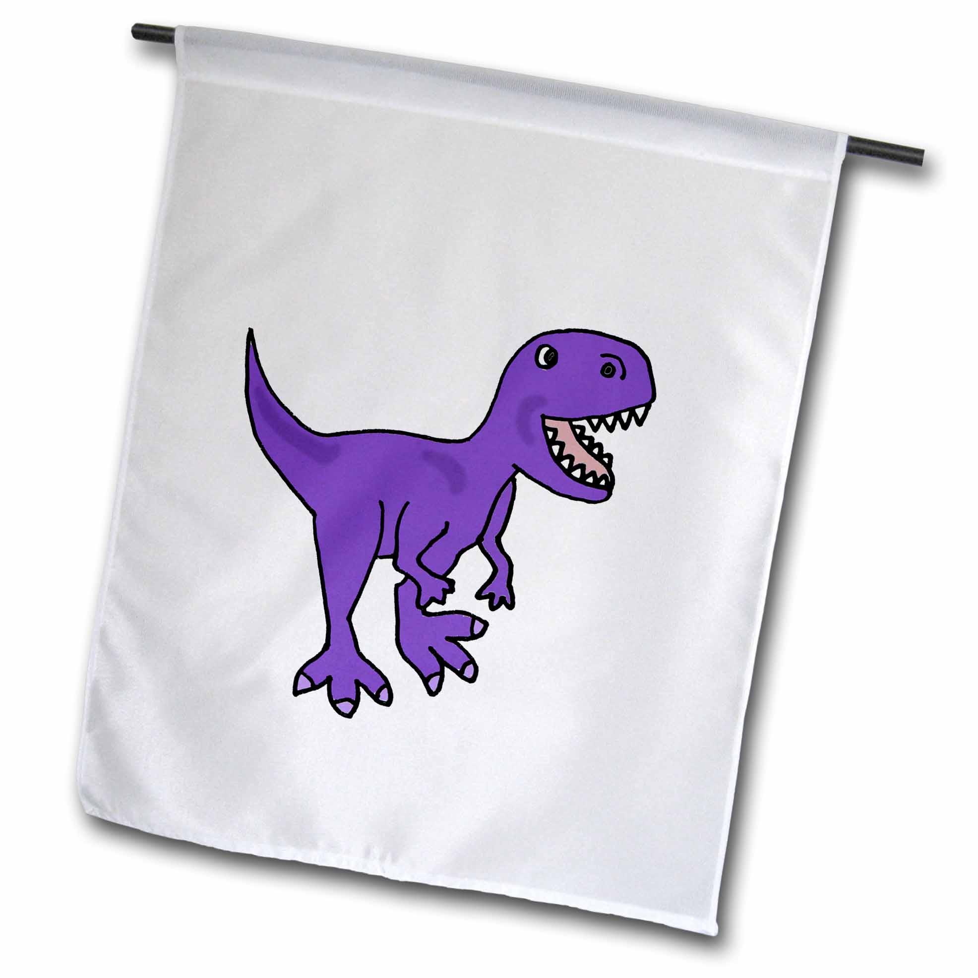 3dRose Fun Happy Purple T-Rex Dinosaur Cartoon - Garden Flag, 18 by 27 ...