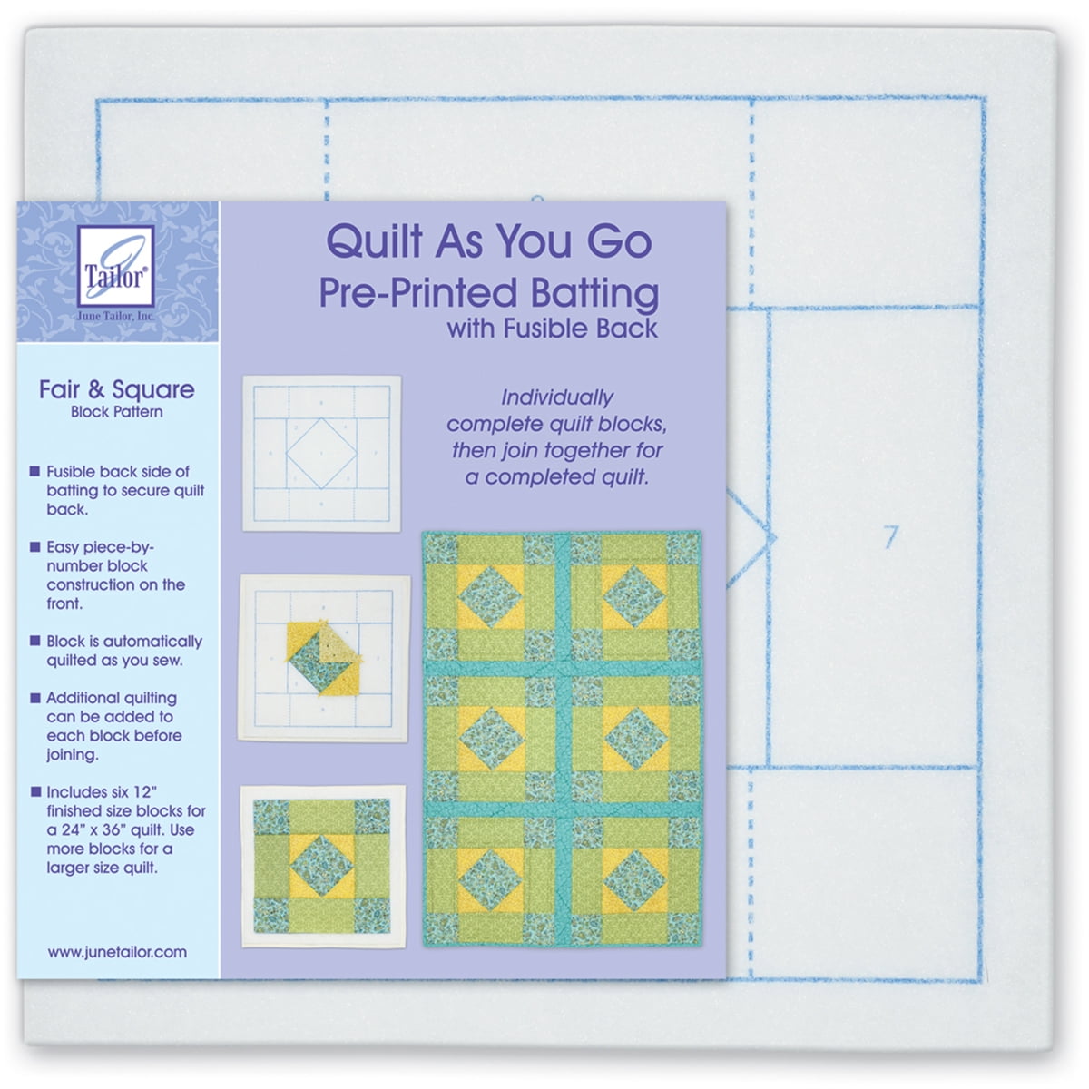 June Tailor Quilt As You Go Printed Quilt Blocks On Batting-Fair ...