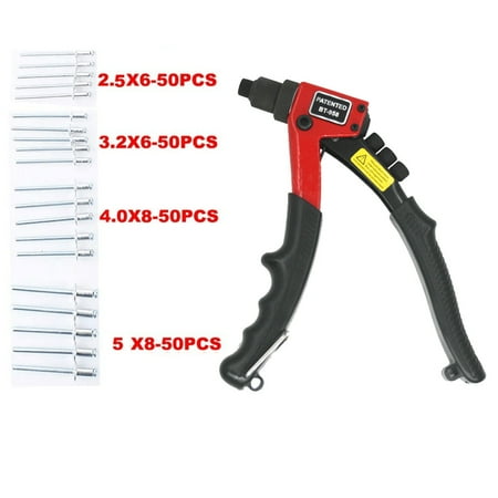 SHARKDOOK Set of rivet pliers with 200 aluminum rivets in 4 sizes ...