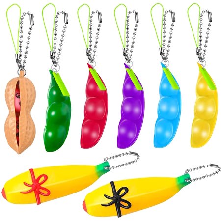 8 Pieces Sensory Fidget Toys Set Novelty Banana Bean Peanut Anxiety ...