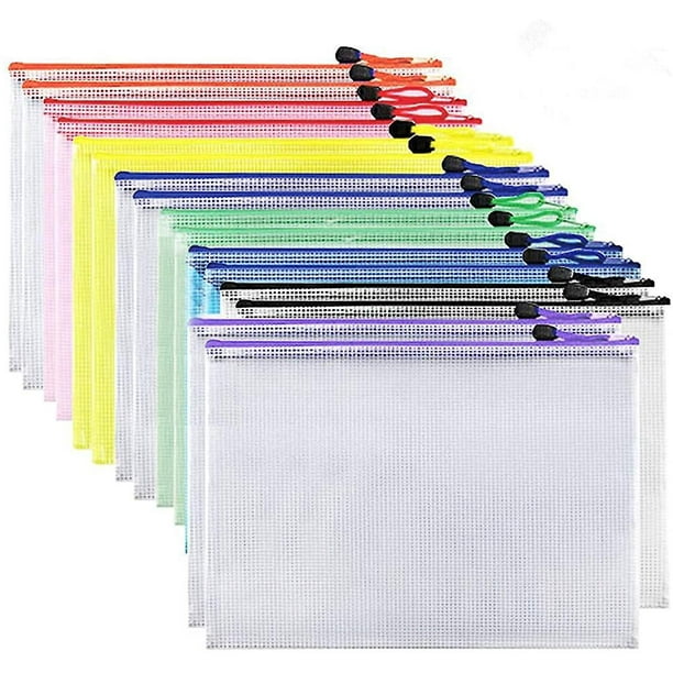 16 Pieces Document Bag Mesh Bags Set Din A4 Zipper Bags Plastic Zip ...