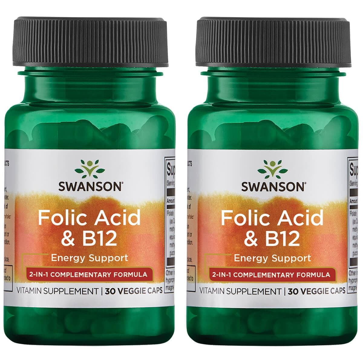 Swanson Folic Acid & B12 30 Veg Caps 2 Pack - Walmart.com