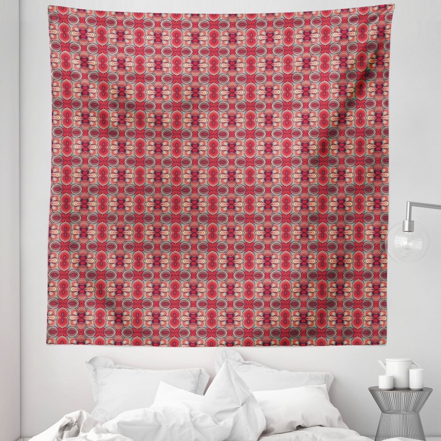 Retro Tapestry, Nostalgic Vintage Hand Drawn Composition of Circular ...