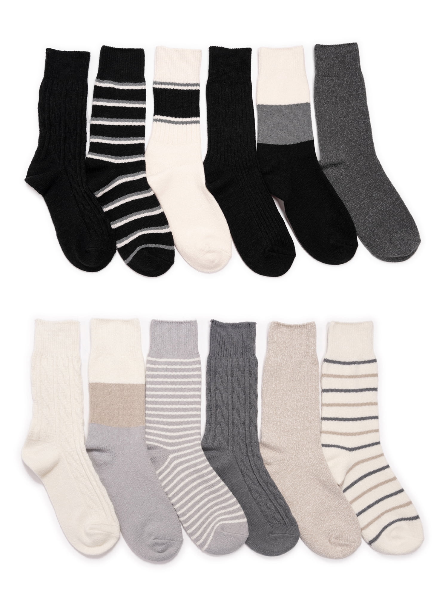 MUK LUKS Women's Crew Boot Socks 12-Pack, Soft Recycled Polyester, Fall ...