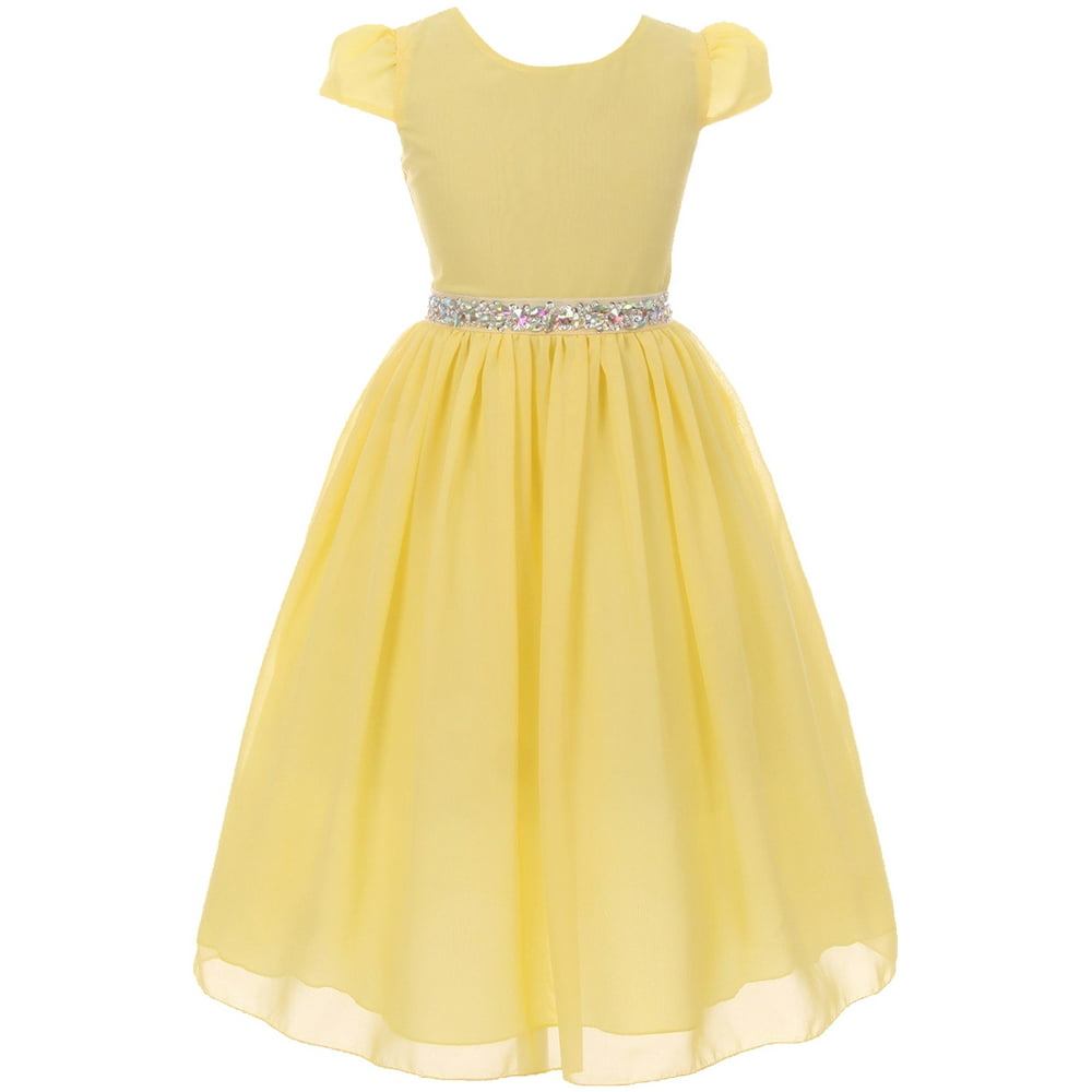 Dreamer P - Little Girls Dress Short Sleeve Chiffon Rhinestone Belt ...