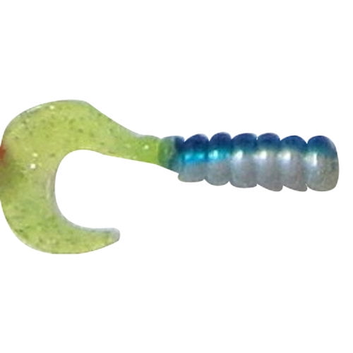 Creme 2" Tri-Color Swirl Tail Lure, Black, Blue, & Chartreuse, 10 Count ...