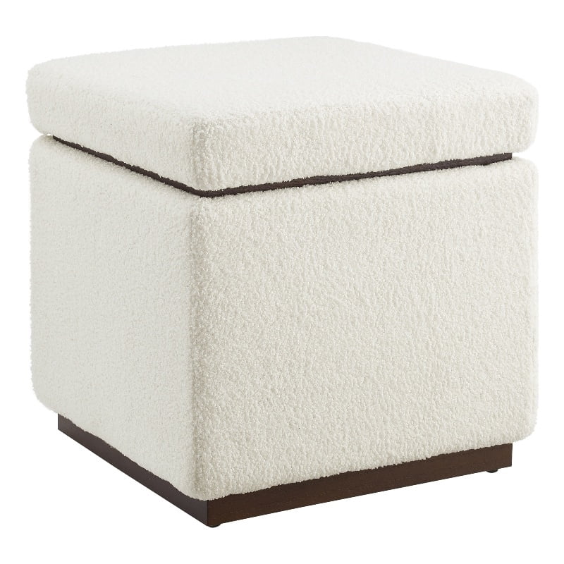 Linon Hawn Square Sherpa Ottoman with Walnut Base in Natural - Walmart.com
