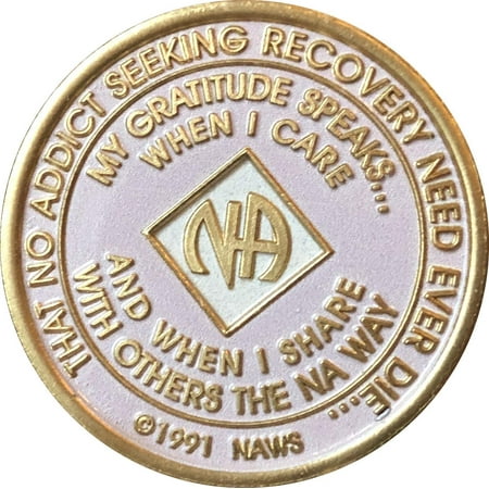 1 Year Pink and White NA Medallion Official Narcotics Anonymous Chip ...