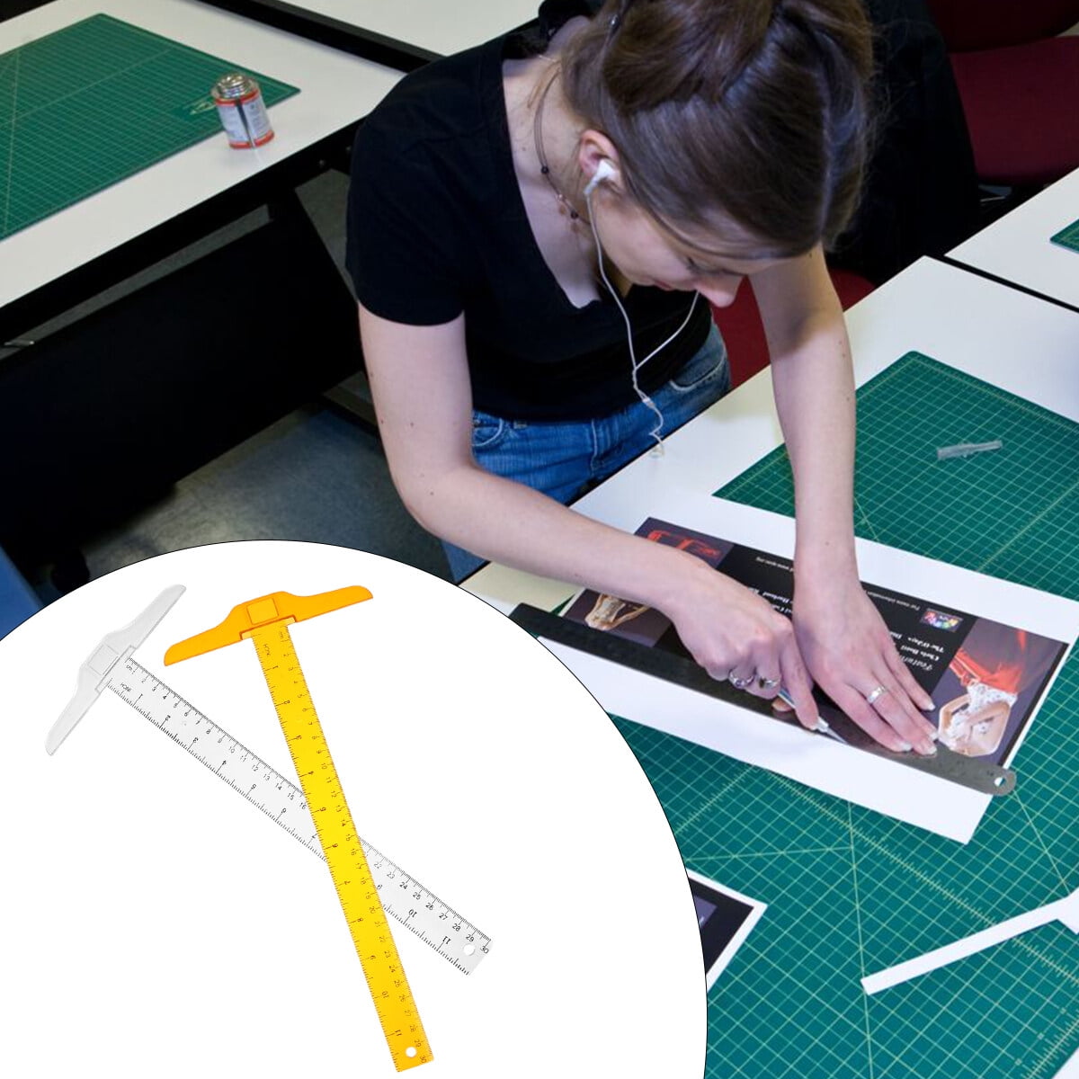 2 Pcs T Shape Rulers Double Scale Ruler Plastic Measuring Ruler Measuring Tool - Walmart.com
