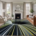Abstract Washable Area Rug 6x9 Lemon Yellow White Linear Warp Optical ...