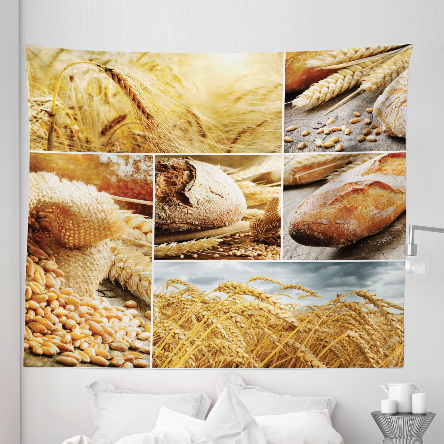 Harvest Tapestry, Various Stages of Bread Making from Wheat to Final ...