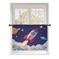Cartoon Rocket Sheer Curtains 54 Inch Long 1 Panel Cloud Space Stars ...