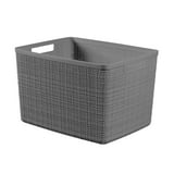 (2 pack) Curver Jute Large Grey Plastic Storage Basket - Walmart.com