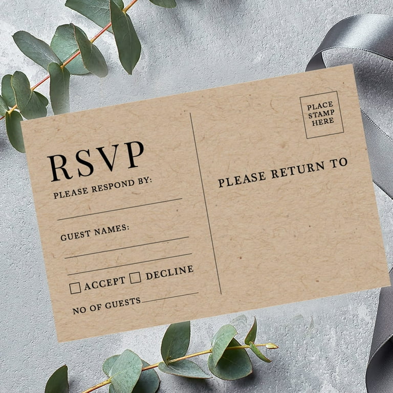 Wedding Response Card Post Cards 3.5" X 5" RSVP Postcards