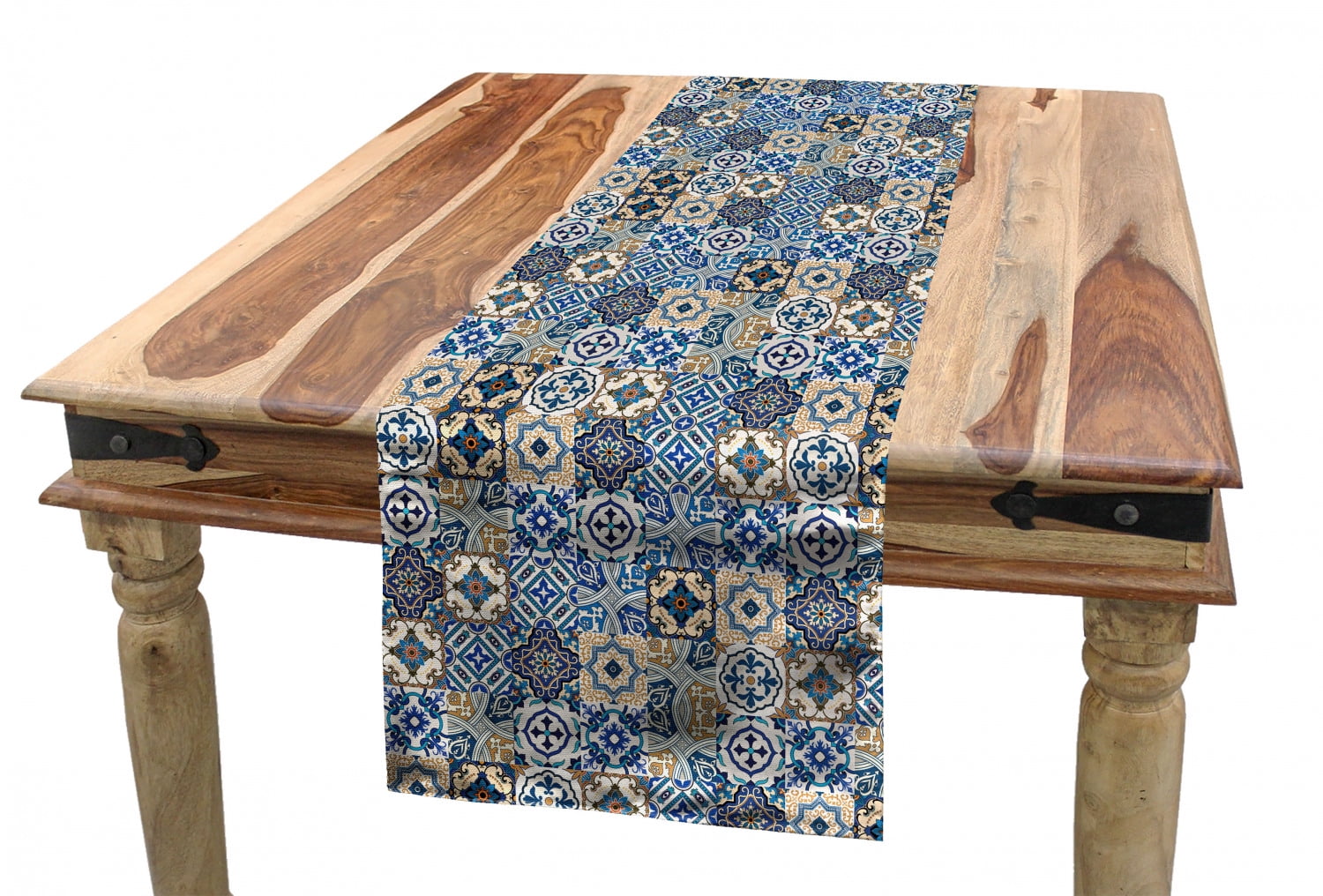 Moroccan Table Runner, Tile Pattern with Portuguese Traditional Azulejo ...