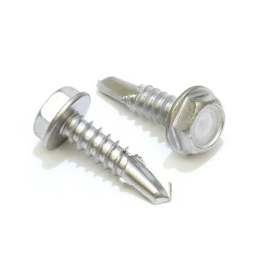 Bolt Dropper Stainless Hex Washer TEK Screws, No. 8 x 1-1/2", 410 Steel, 100 pcs - Walmart.com