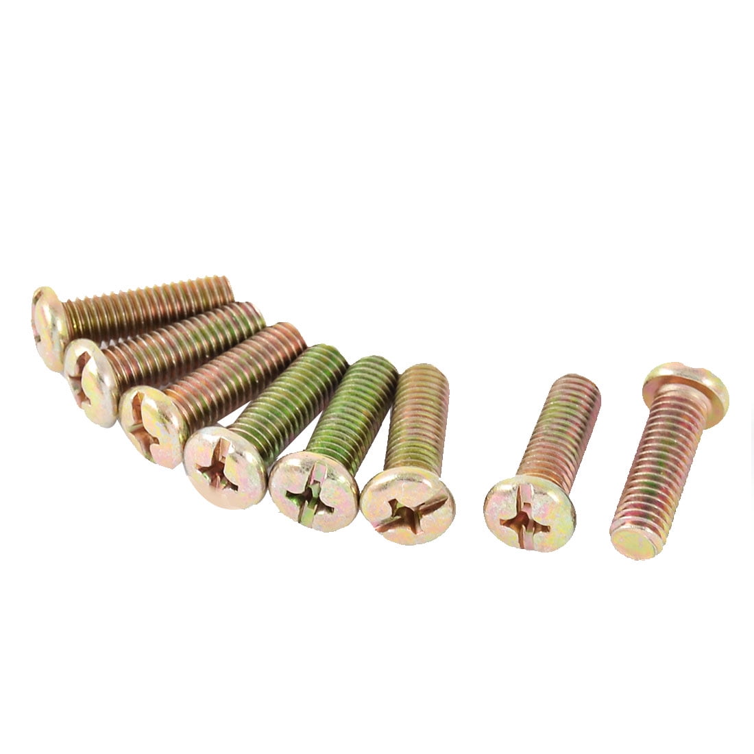 M8 x 25mm Male Thread Phillips Round Head Machine Screw Bolt Bronze ...