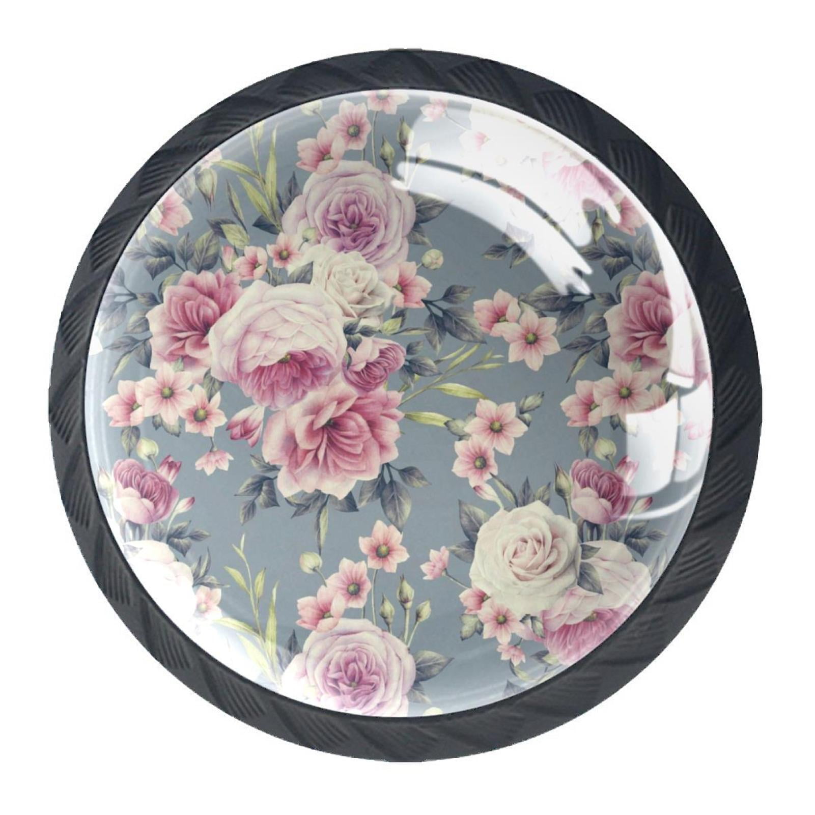 4 Pcs Flowers in Bloom Knobs for Kitchen Cabinet Cupboard Dresser Bookcase Drawer Pulls Handles ...