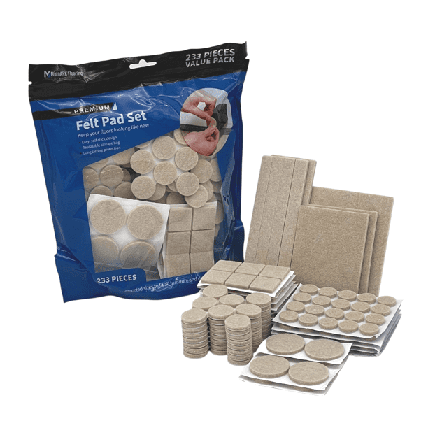 Premium Felt Furniture Pads, 233 Piece Multipack, Various Shapes ...