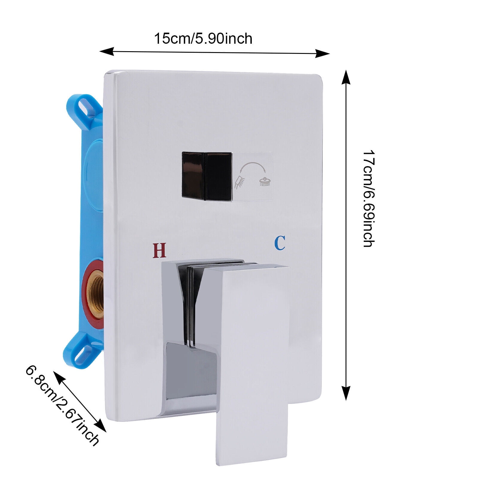 Wall Mounted Shower Faucet Control Valve Bath Mixer Bathroom 1/2" Water ...