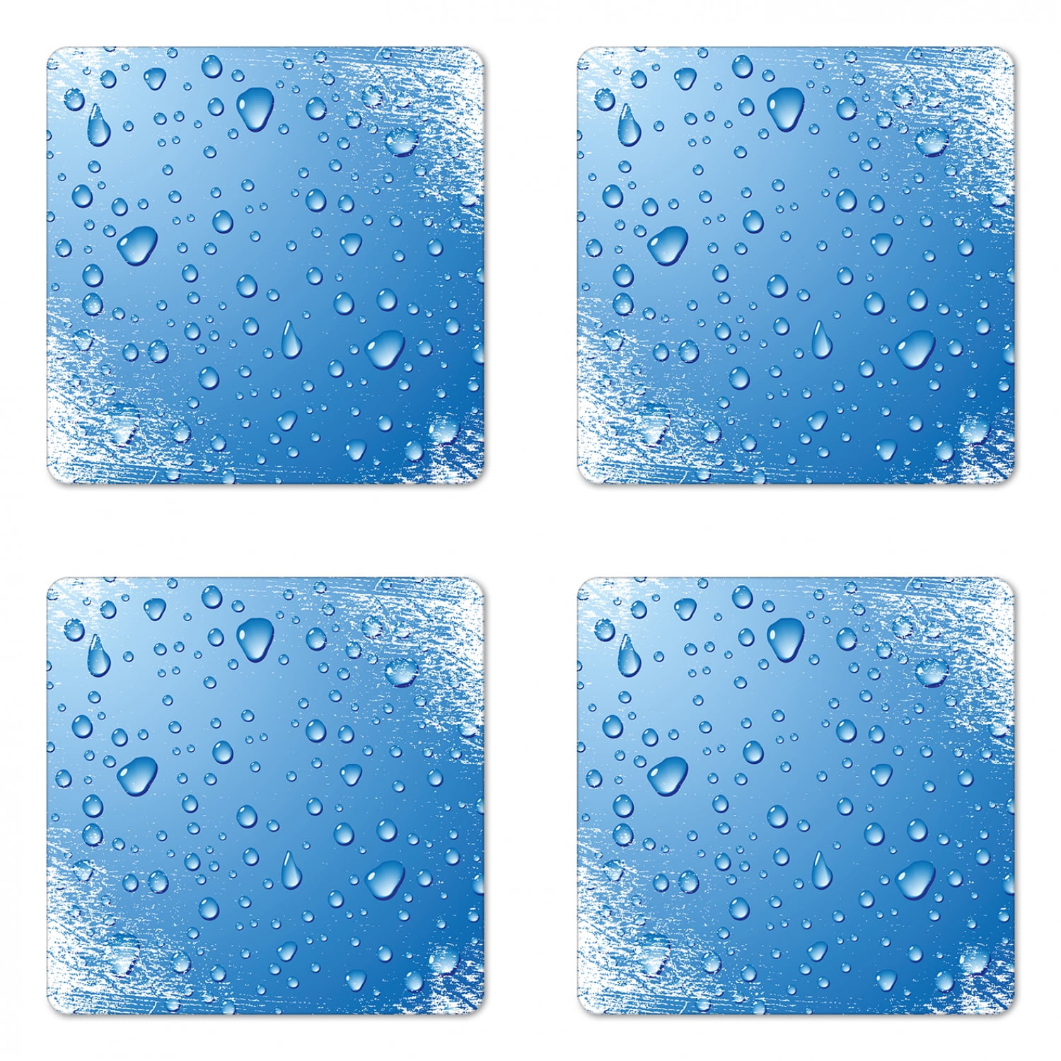 Grunge Coaster Set of 4, Realistic Water Drops Bubbles on Worn ...