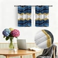 Blue and Gold Marble Pattern Blackout Curtains,Triple Weaved Fabric ...
