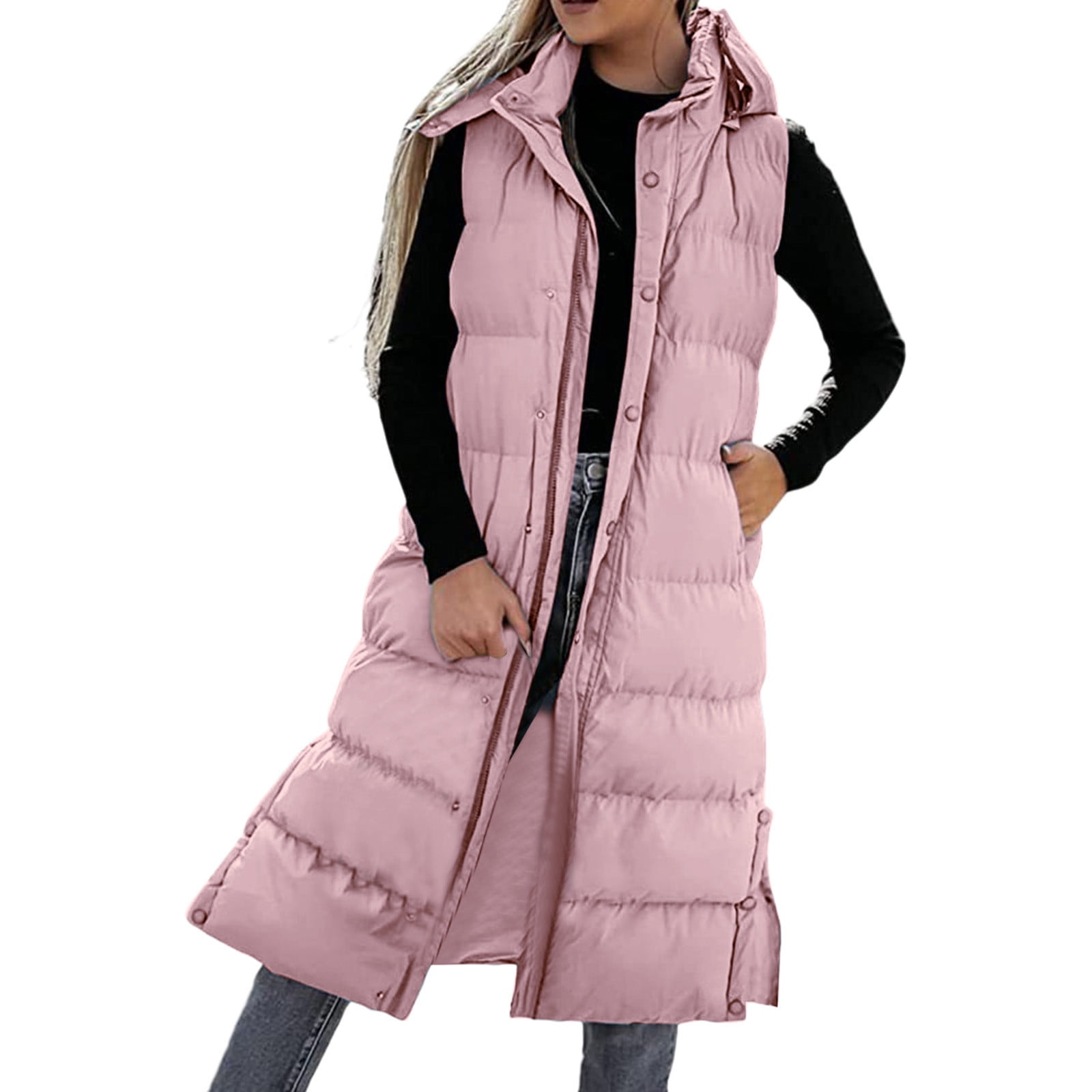 Click here for Blvb Womens Winter Long Down Vest Full-Zip Sleevel... prices
