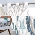 Coastal Seahorse Sheer Curtains 84 Inch Long 2 Panels, Blue Gray Shell ...