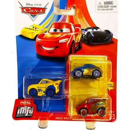 Disney Pixar Cars Mini Racers 3 Pack Dinoco Wraps Sally, Lightning ...