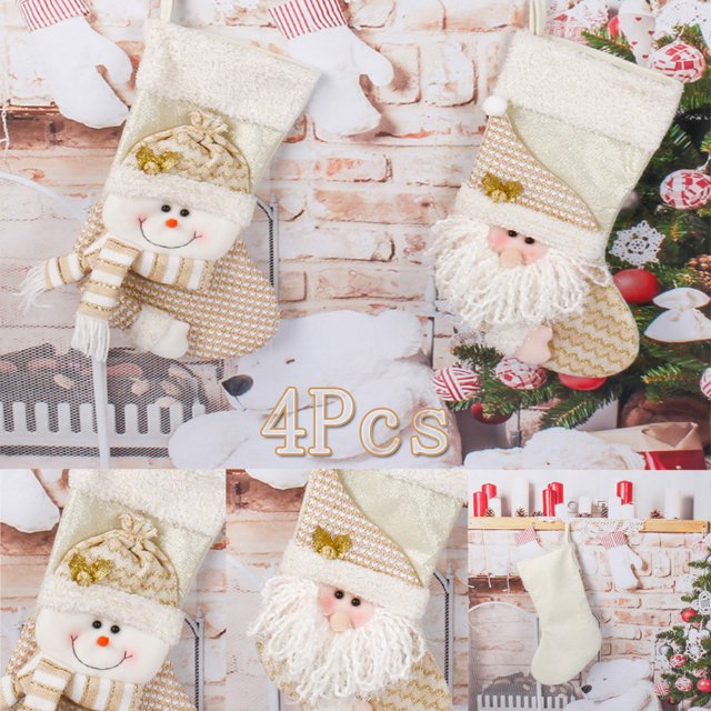 Zhaomeidaxi White Soft Christmas Stocking Print Cute Santa Claus ...