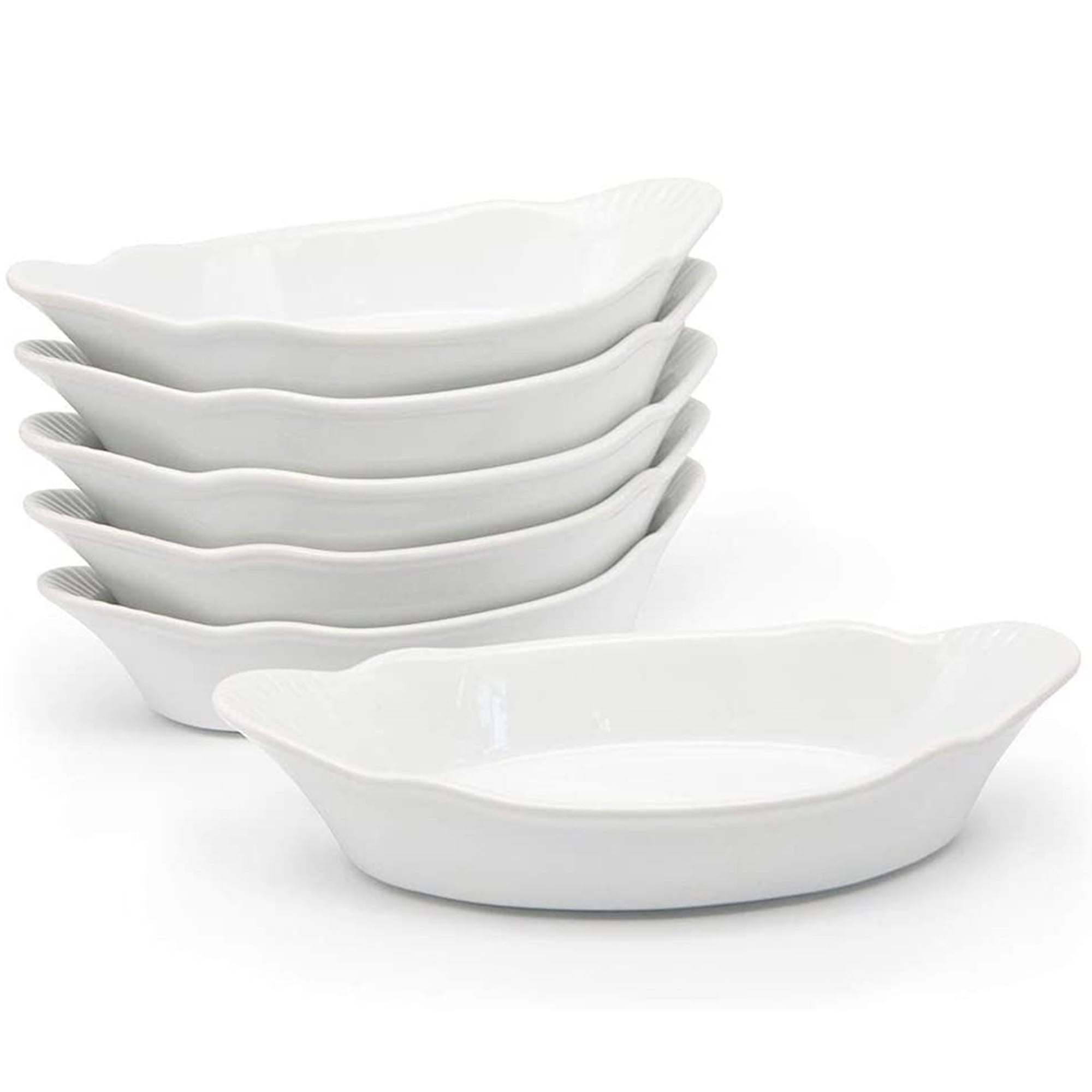 Kook 6-Pc Au Gratin Dish Set 18 Oz Ceramic Bakeware Lasagna Pan Kitchen ...