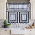 3 Piece Kitchen Curtains and Valances Set Black Grey Gradient Cafe ...