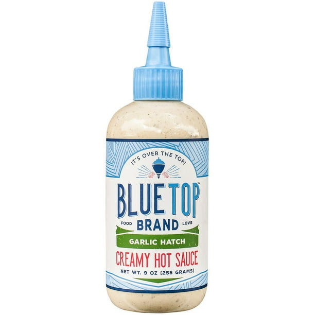 Blue Top Garlic Hatch Hot Sauce, SAVORY WITH GARLIC, HATCH CHILES AND ...