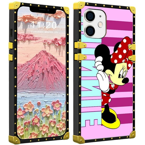 iPhone 11 Case, Luxury Square Case Cartoon Pink Minnie Mouse Phone Case ...