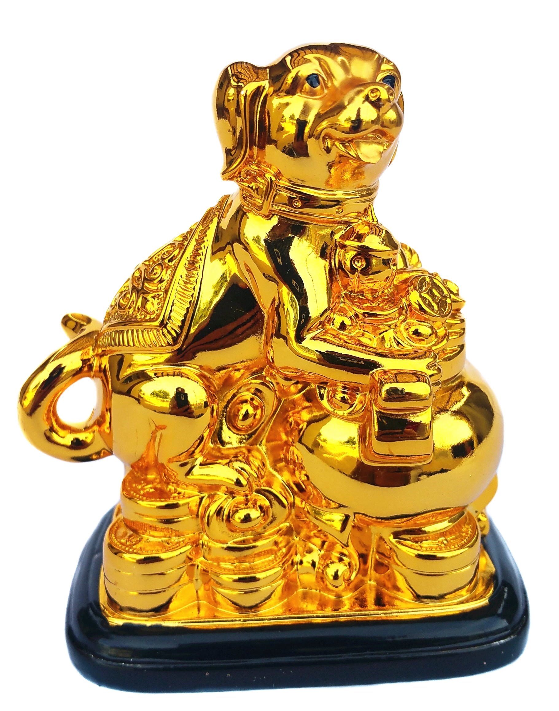 Feng Shui Golden Good Fortune Zodiac Dog with Treasure pot Statue ...