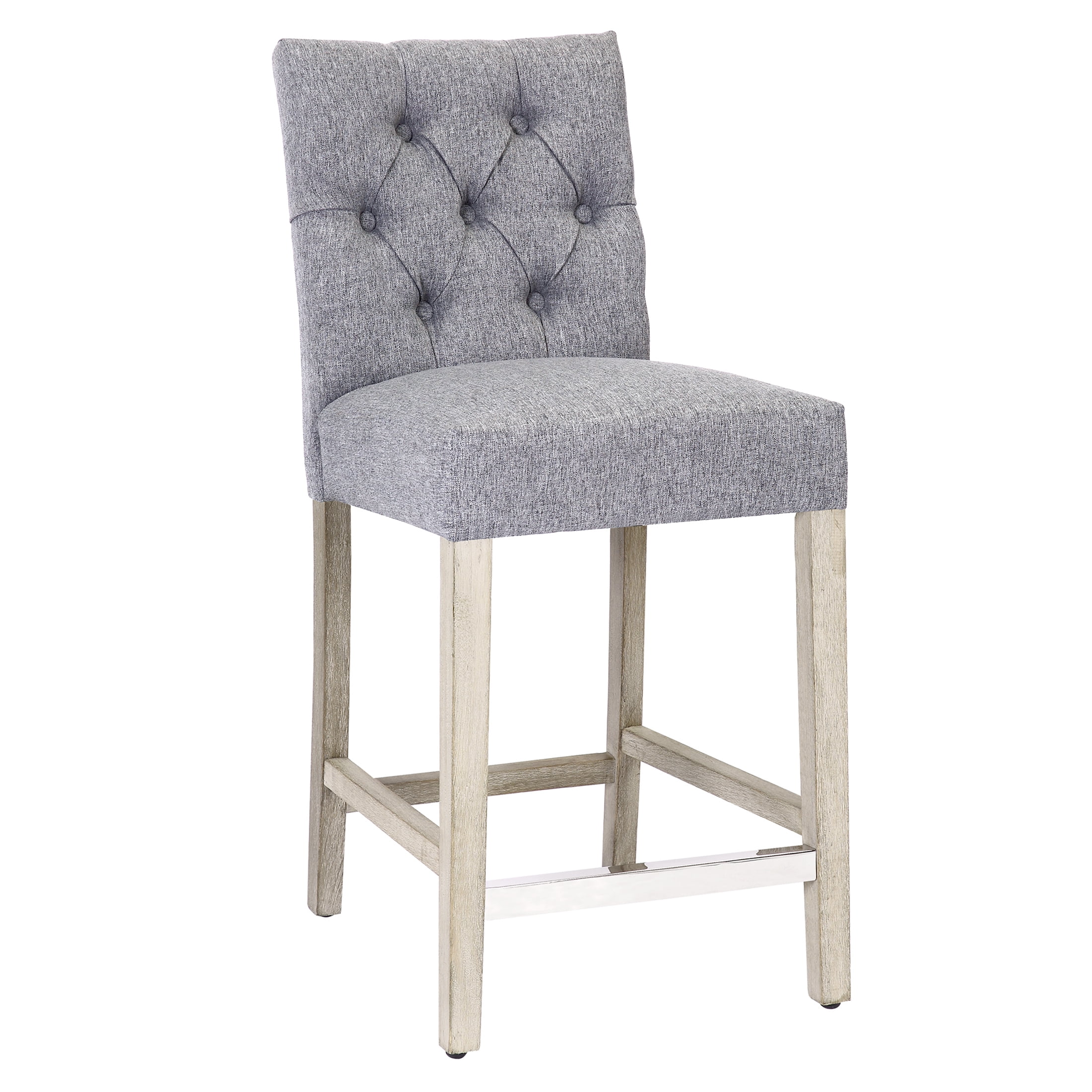 WestinTrends Hayes Counter Height Chairs, Linen Upholstered Button ...