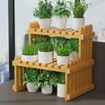 14.6in 2 Tiers Wooden Flower Stand, Yellow Desk Organizer for Home ...