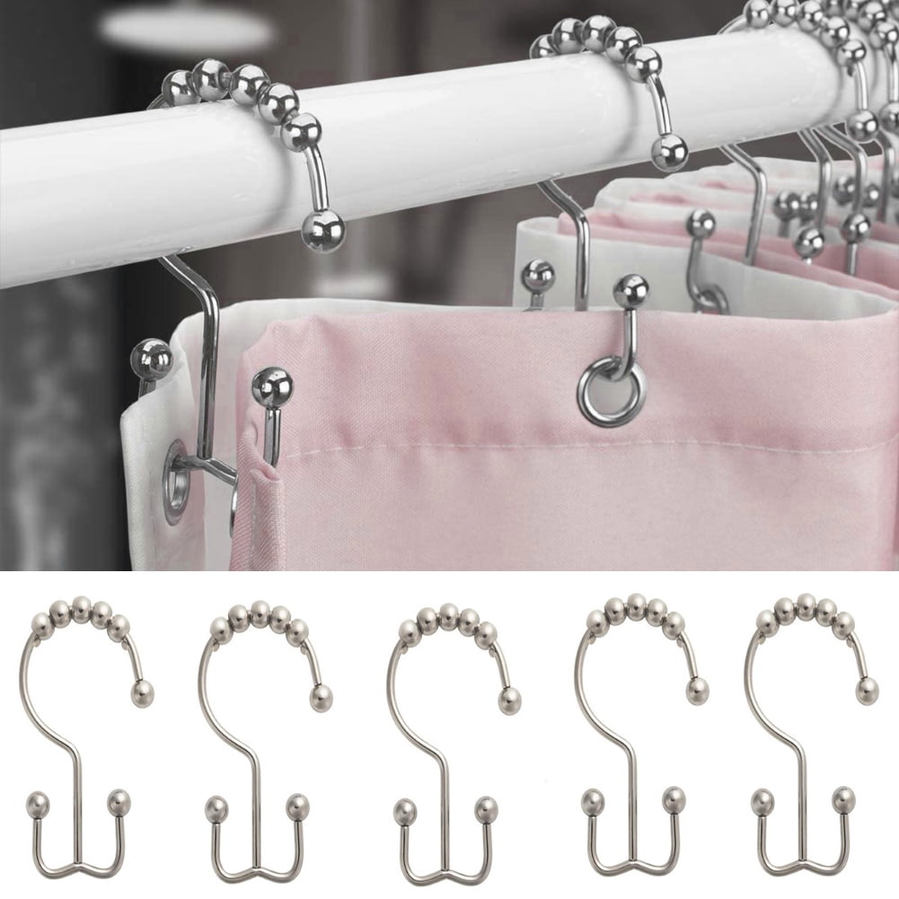 Cheers.US 5Pcs Easy Glide Heavy Duty Hooks Decorative Shower Rod ...