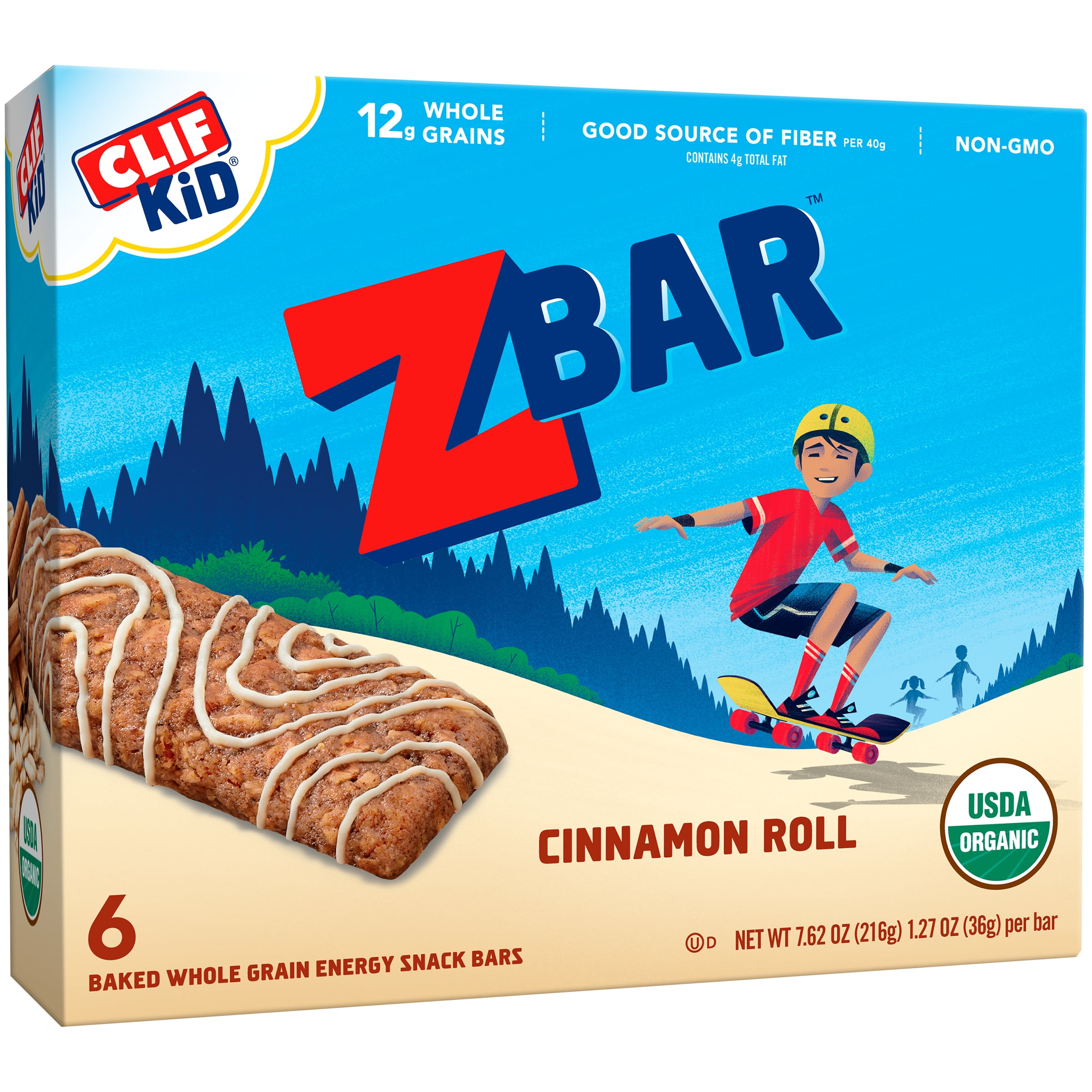 CLIF Kid Zbar Organic Granola Bars, Kids Snacks, Cinnamon Roll, 6 Ct, 1 ...