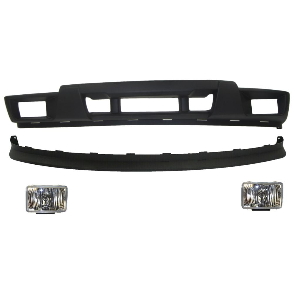 Bundle For Chevy GMC Front Bumper Lower Cover Valance Air Dam Fog Light ...