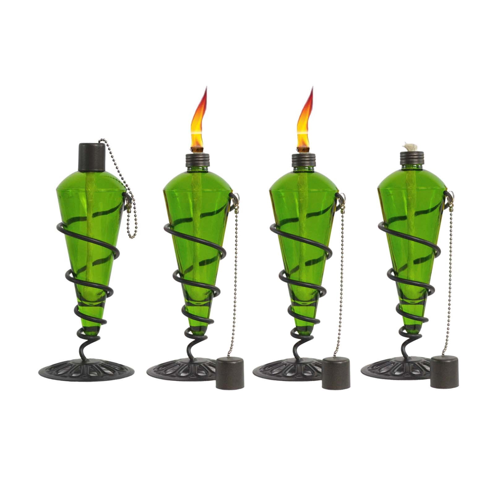 Westcharm 4 Pack 11 Inch Glass Tabletop Torch Light with Swirling Metal ...