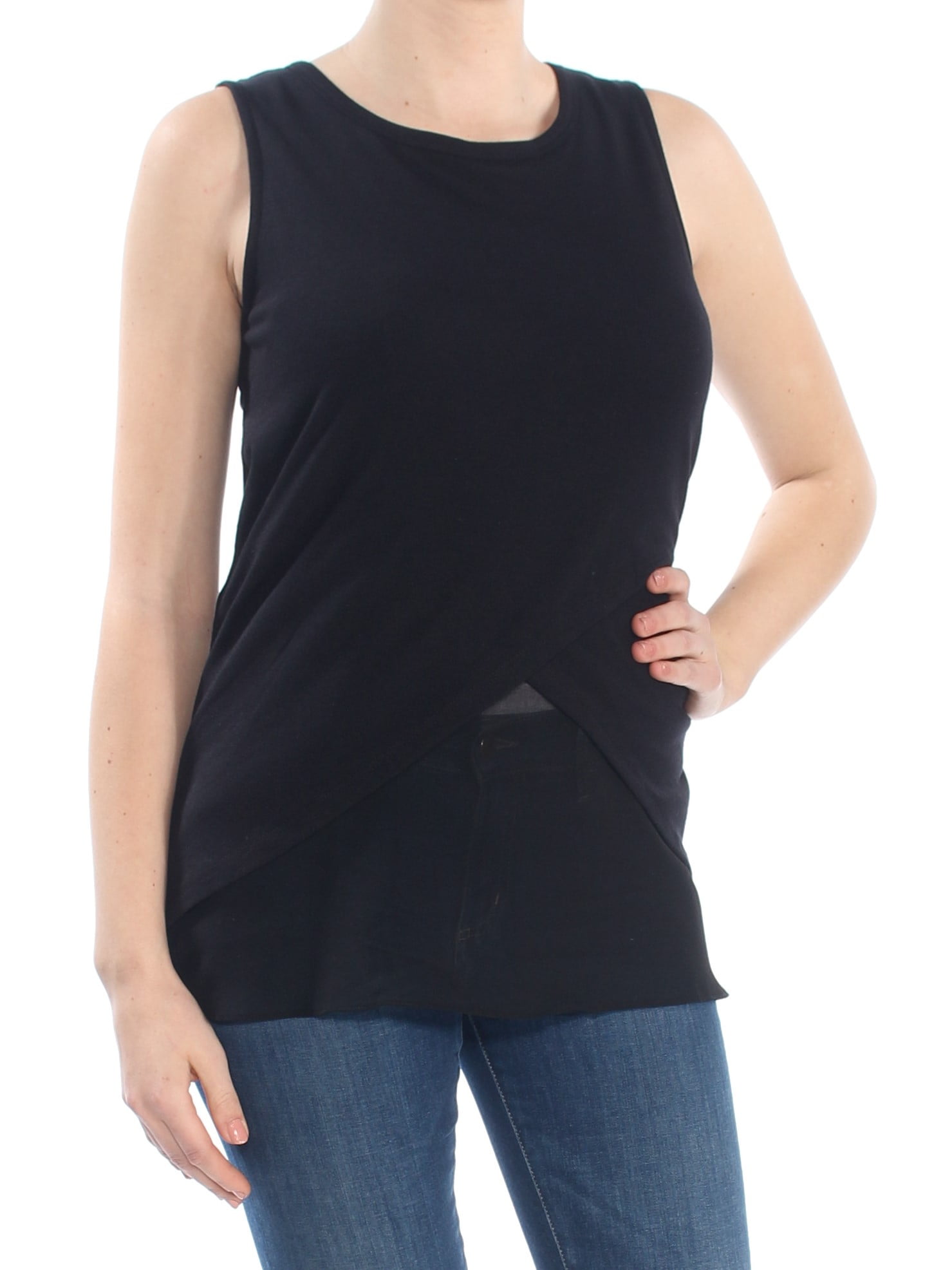 BAR III $49 Womens New 1363 Black Layered Jewel Neck Sleeveless Casual ...